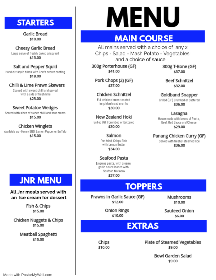 Menus – Heritage Resort